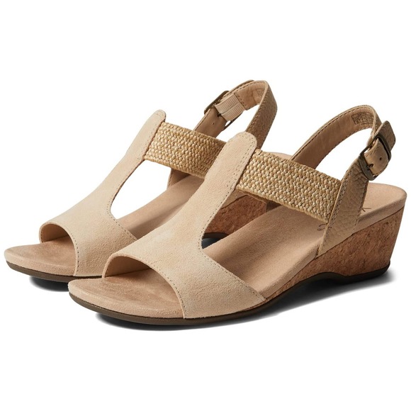 Vionic | Shoes | New Vionic Kaytie Tstrap Wedge Sandal Semolina Natural ...